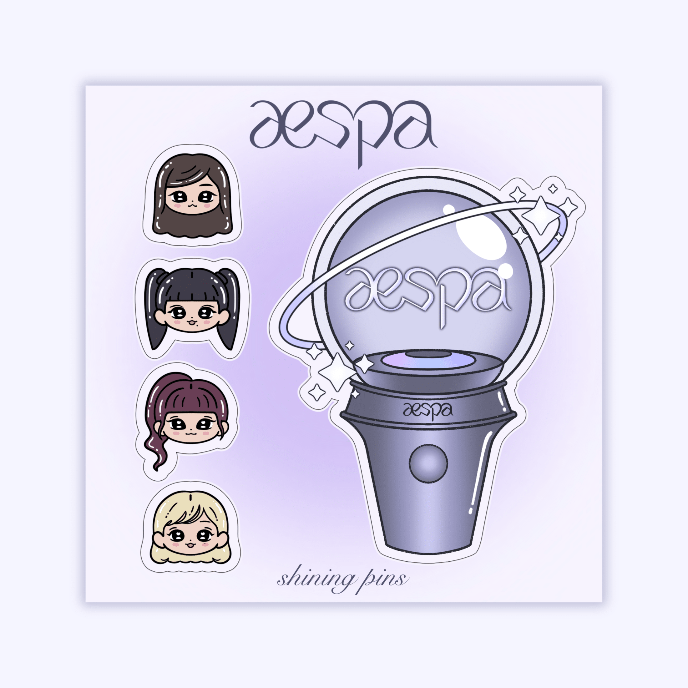 Shining Pins | Aespa Lightstick Sticker Sheet – Shining Studio